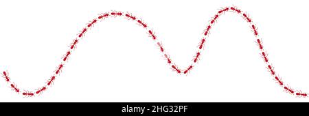 Worker ants trail curve. Red ant path isolated in white background. Vector illustration Stock ...