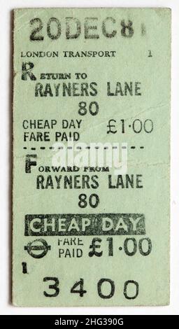 Old 1980s London Transport Railway Train Ticket from Tufnell Pak ...