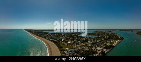 Aerial panorama Fort Pierce Inlet Stock Photo - Alamy