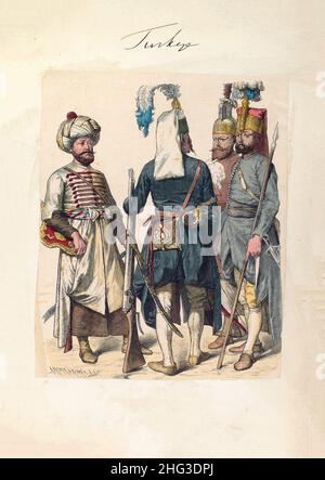 Lithograph of Turkish army (Ottoman troops) of 1600-1805. 1910 Stock ...