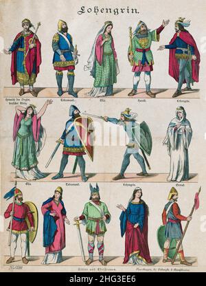 Richard Wagner 's opera 'Lohengrin' - illustration of scene showing ...