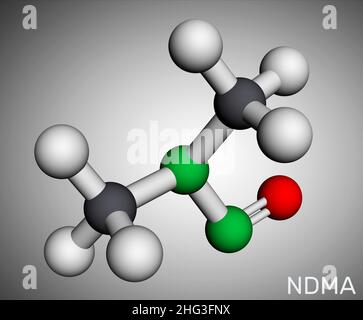 N-Nitrosodimethylamine, NDMA, dimethylnitrosamine, DMN molecule. It is ...