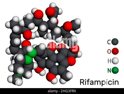 Rifampicin, rifampin molecule. It is semisynthetic antibiotic used to ...