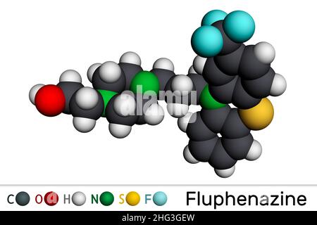 3d render of atom structure of fluorine isolated over white background ...