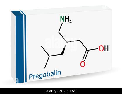 Pregabalin molecule. It is anticonvulsant, anxiolytic drug used to ...