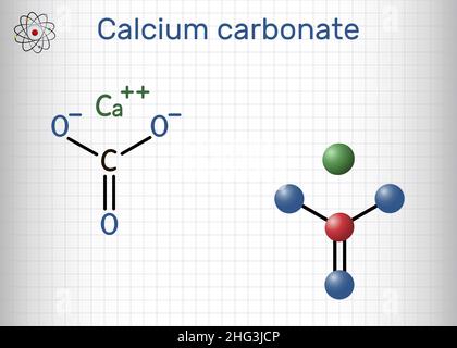 Calcium carbonate molecule. It is an ionic compound, the carbonic salt ...