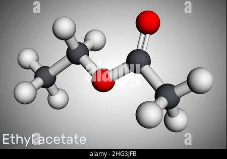 Ethyl ethanoate, molecular model. The molecular formula of this organic ...