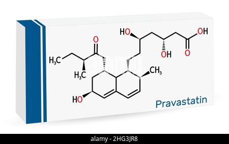 Pravastatin molecule. Statin, anticholesteremic drug, used to lower ...