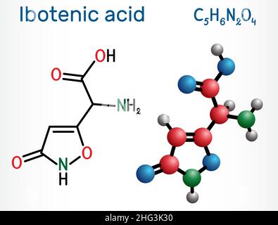 Ibotenic Acid Amanita Muscaria Molecular structure vector skeletal formula Stock Vector Image ...