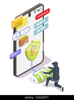 Hacker stealing password - cartoon people characters illustration Stock ...