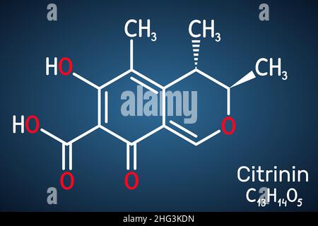 Citrinin molecule. It is antibiotic and mycotoxin from Penicillium ...