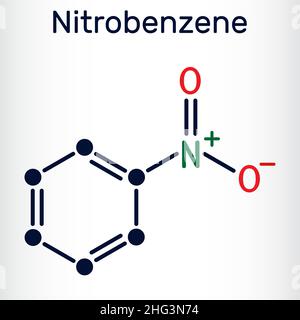 Nitrobenzene molecule. It is used in the manufacture of aniline, dyes ...