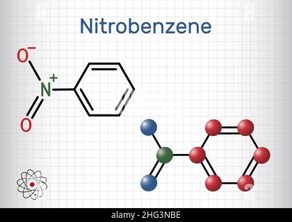 Nitrobenzene molecule. It is used in the manufacture of aniline, dyes ...