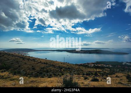 Sunrise view of seaside of the landscape next to Trogir, Croatia Stock ...