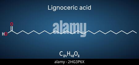 Lignoceric acid, tetracosanoic acid, saturated fatty acid molecule ...