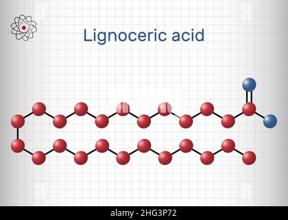 Lignoceric (tetracosanoic) acid molecule. Saturated fatty acid ...