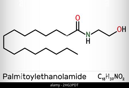 Palmitoylethanolamide, palmitoyl ethanolamide, palmidrol, PEA molecule ...