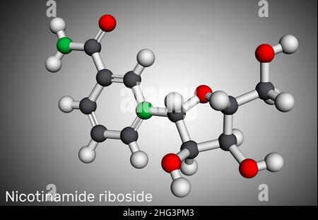 Nicotinamide mononucleotide molecule. Precursor of NAD+. 3D rendering ...