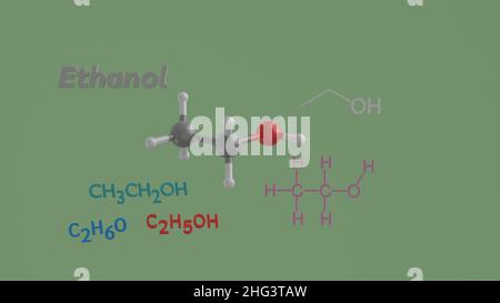 3d render of molecular structure of alcohol isolated over white ...