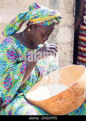 Senegal, Africa - Jan, 2019: Portrait of African woman in a traditional ...
