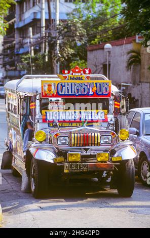 A jeepney van in Metro Manila on Luzon Island in the Philippines ...