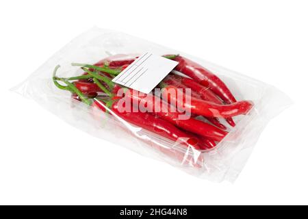 chilli pepper pack isolated on white background Stock Photo - Alamy