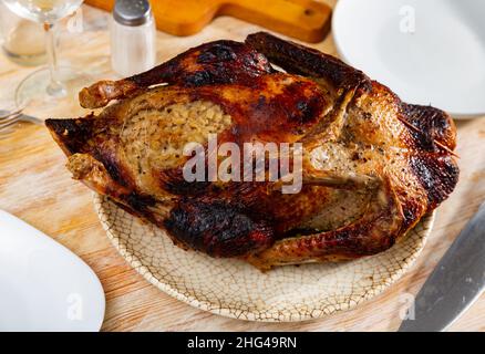 Homemade fried duck stuffed with pearl barley Stock Photo - Alamy