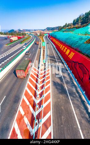 BAZHONG, CHINA - DECEMBER 18, 2021 - A view of the Wangping toll ...