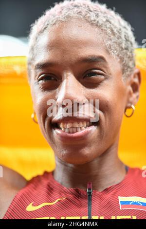 Yulimar Rojas celebrating her medal at the Tokyo 2020 Olympic Games ...