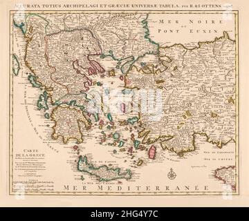 18th century Map of Greek Archipelago and Islands of Greece Stock Photo ...