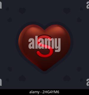 Chocolate heart with a marmalade letter V inside. Valentines day ...