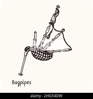 Bagpipe drawing- traditional instrument Stock Photo - Alamy