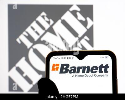 In this photo illustration, the Barnett logo is seen displayed on a ...