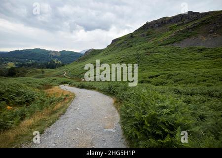 walking the path around loughrigg fell lake district, cumbria, england ...