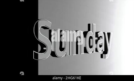 Sunday title. Word sunday animation over black and grey background ...