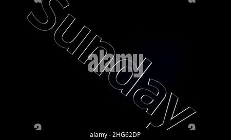 Sunday title. Word sunday animation over black and grey background ...