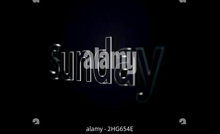 Sunday title. Word sunday animation over black and grey background ...