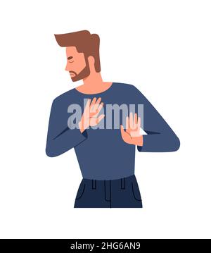 Body language, negative emotions concept. Characters show refuse ...
