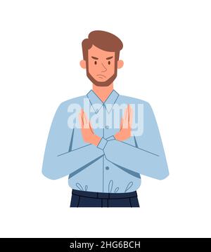 Body language, negative emotions concept. Characters show refuse ...