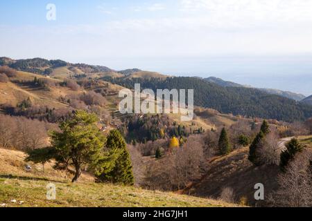Mount Grappa autumn landscape. Italian Alps view Stock Photo - Alamy