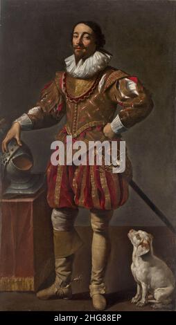 Simon Vouet - Portrait of a gentleman with his dog Stock Photo - Alamy