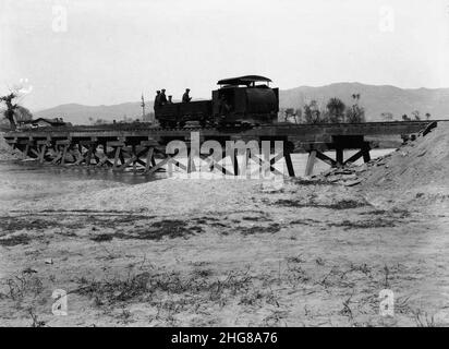 Simplex petrol locomotive on the military Decauville line (600 mm gauge ...