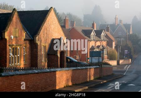 Snitterfield village in winter fog, Warwickshire, England, UK Stock ...