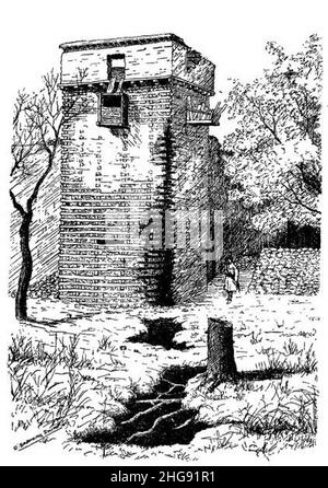 Sketch of the south (gun) tower of Chitral Fort, made in 1895. The ...