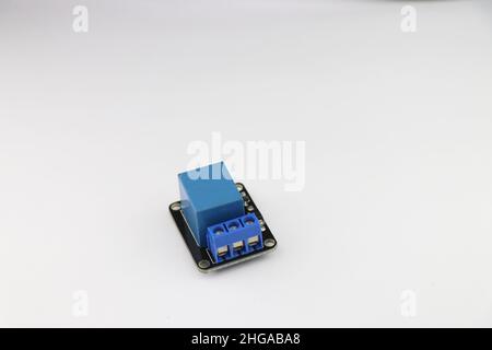 Single channel relay module isolated on black background, Electronic ...