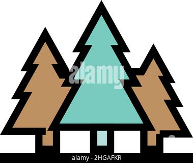 coniferous forest, tree, fir-tree icon sign. Seamless pattern on a gray ...