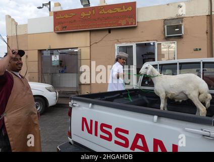 Saudi Arabia, Najran province, Najran, butcher shop, cold room Stock ...