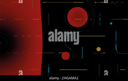 2d illustration Abstract futuristic electronic circuit technology ...