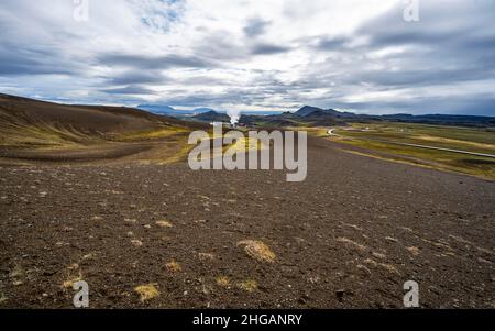 Volcanic landscape at the central volcano Krafla, Myvatn, North Iceland ...