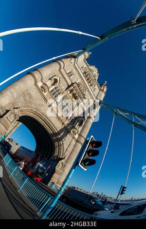 Tower Bridge, Super wide angle views. London UK Stock Photo - Alamy